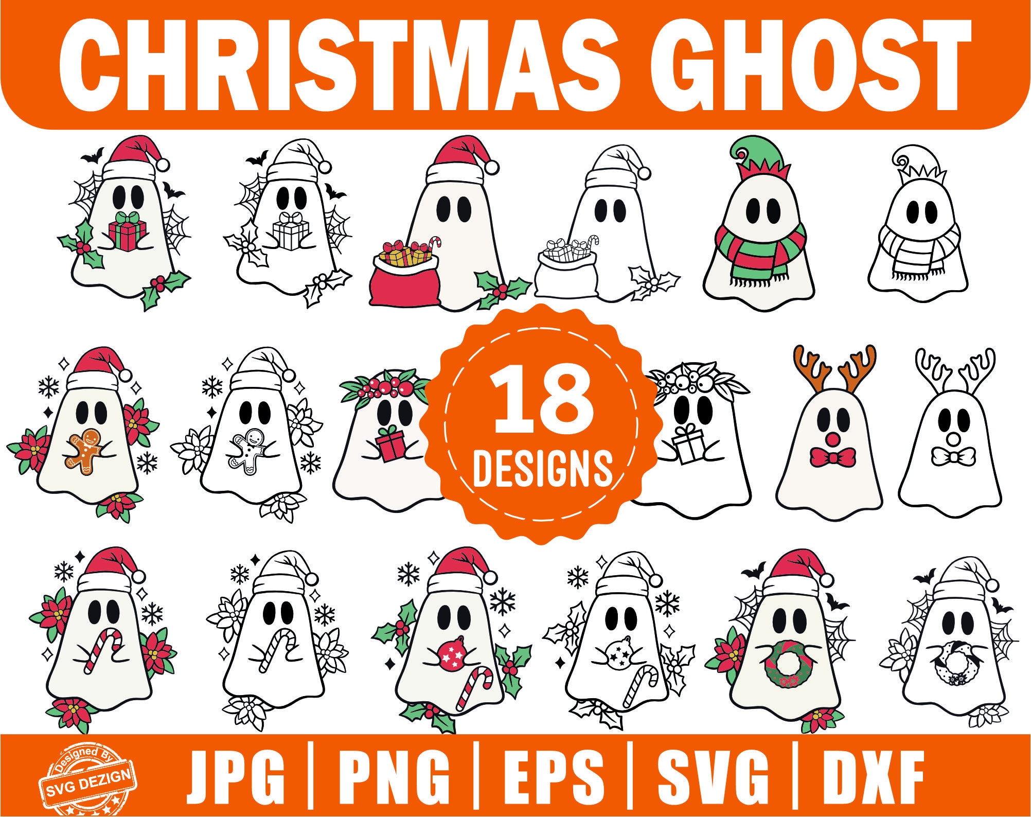 Christmas Ghost SVG Bundle, Boo Svg, Christmas Svg, Halloween Svg ...