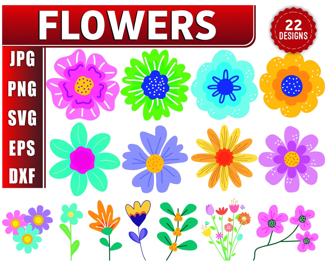 Flowers Svg, Cute Flower Svg Bundle, Retro Flower, Gardening Flower ...
