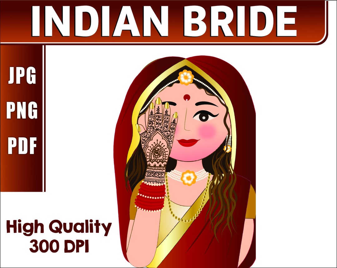 Indian Bride Fashion Illustration Clipart, Pakistani Bride Clipart ...