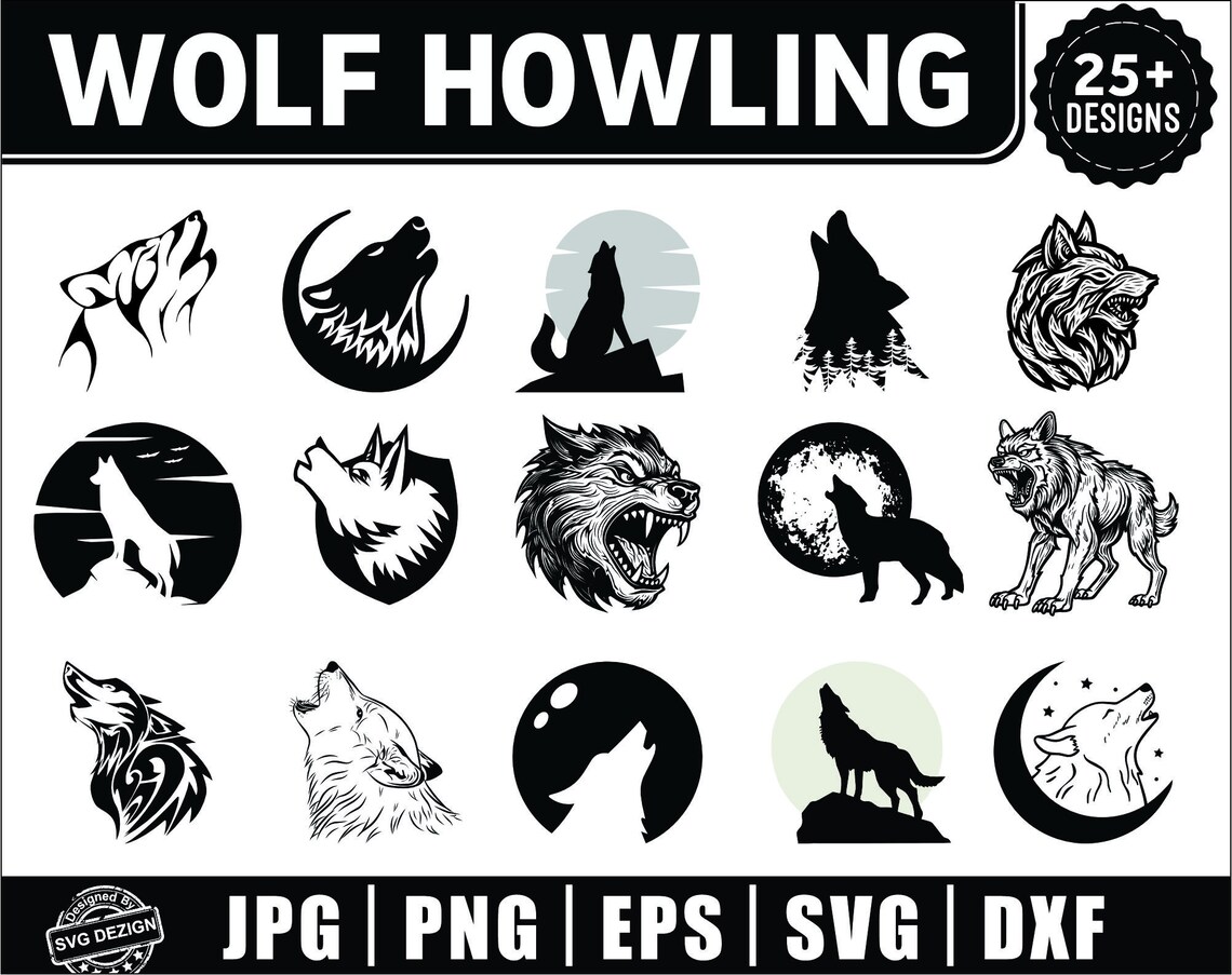 Wolf Howling Svg Bundle, Wolves Svg, Wolf Svg, Moon Wolf, Animal Svg ...
