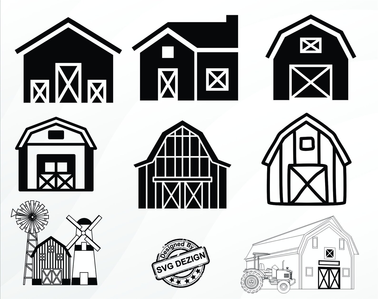 Barn Svg Bundle, Barn Form Cut File, Barn Farmhouse Svg, Barn House Svg ...