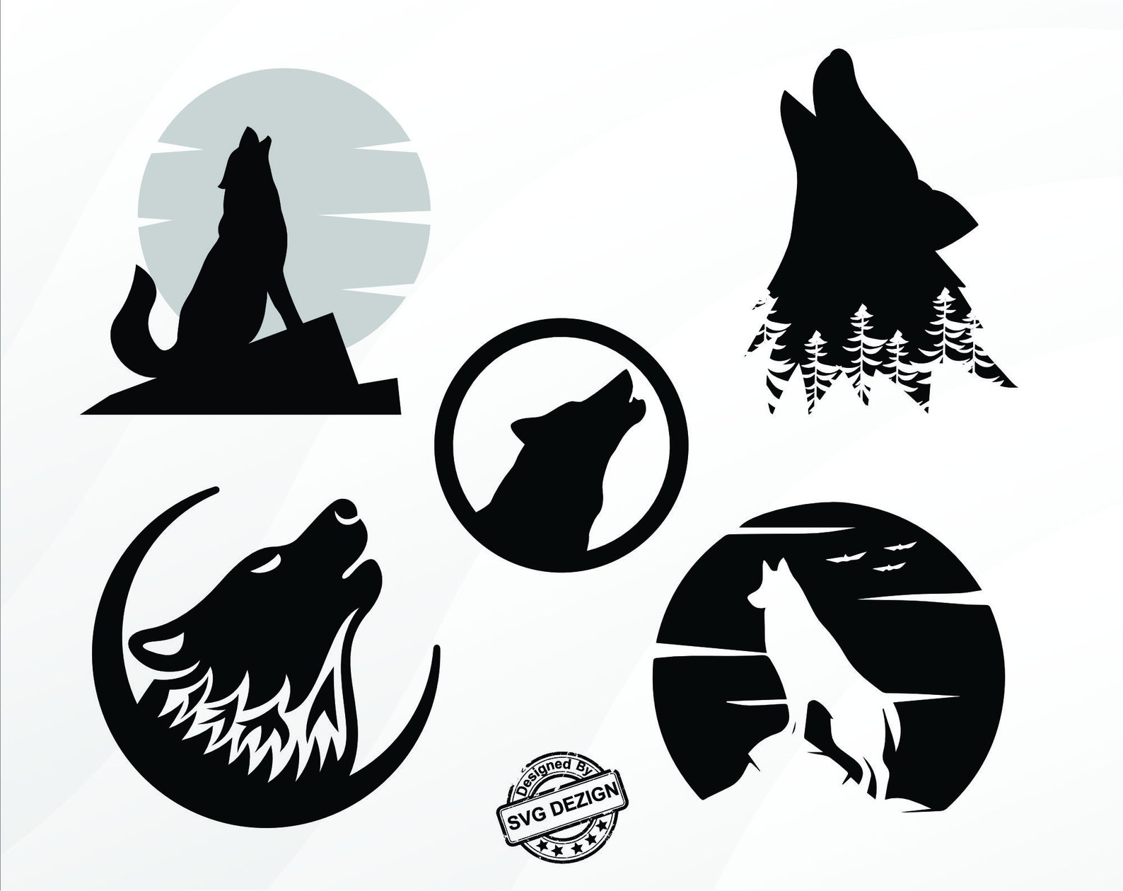 Wolf Howling Svg Bundle, Wolves Svg, Wolf Svg, Moon Wolf, Animal Svg ...