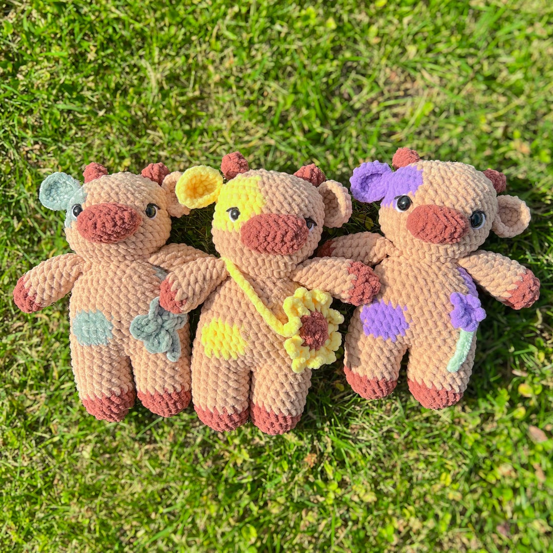 3 in 1 Cow Crochet Pattern / Sunflower Cow Crochet Pattern / Lavender ...