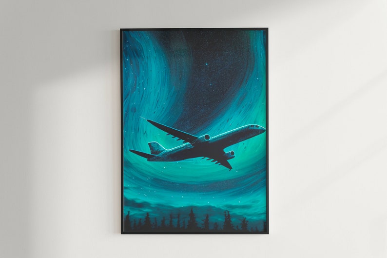 Starry Night Plane Ride Digital Printable Art Design Digital Prints ...