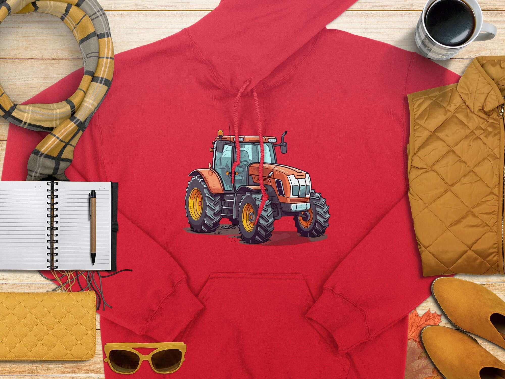 Red Tractor, Hoodie, Farmer Hoodie, Tractor Lover, Farming Hoodie ...