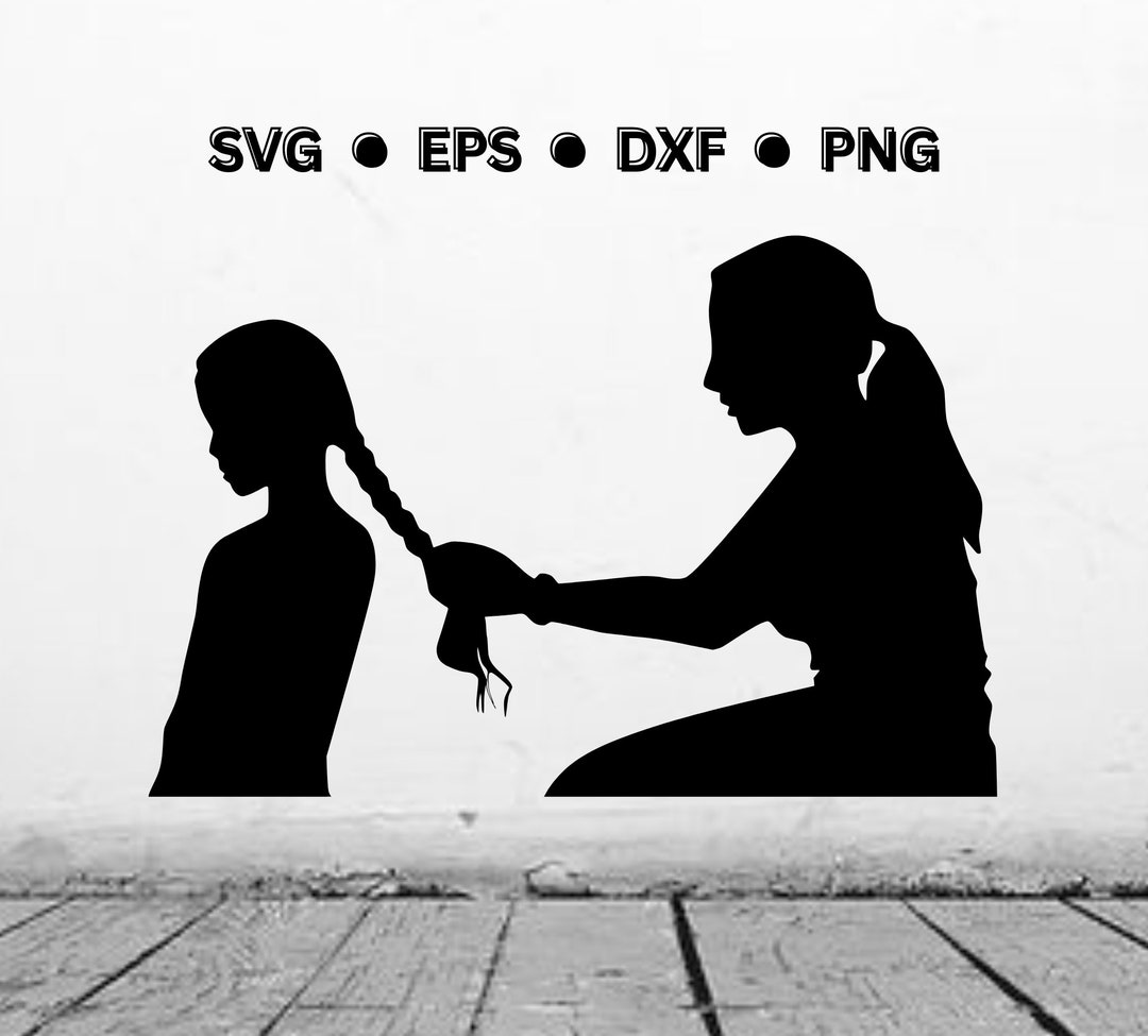 Mother Daughter Svg Mother Daughter Silhouette Girl Mom Vector File For