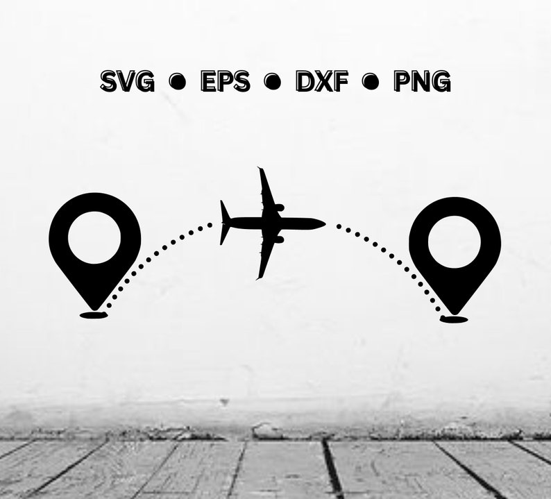 Airplane Path SVG | Plane SVG | Plane Route Laser Cut Digital Vector ...