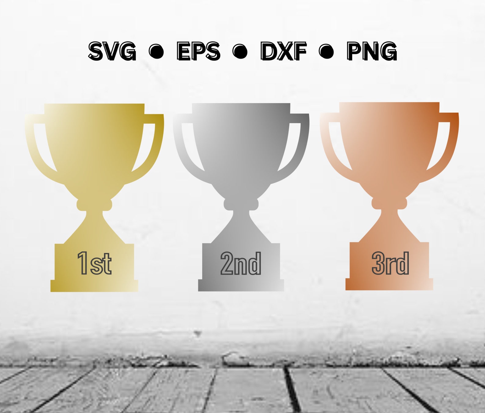 Trophy SVG Digital Vector Cut File | First Second Third Trophies SVG ...