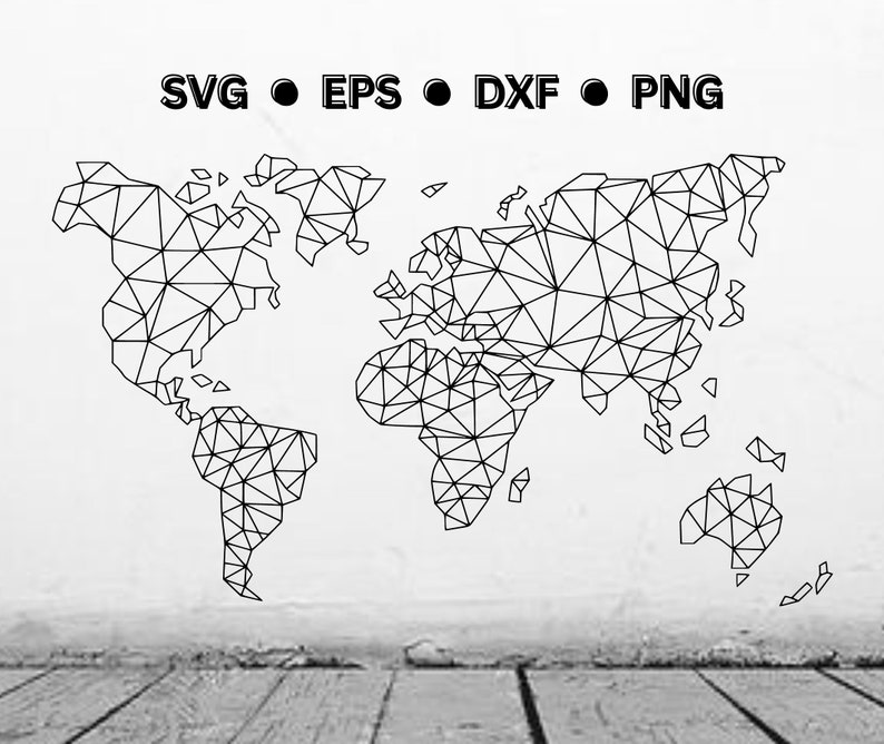 World Line Map SVG | Outline Map Laser Cut Vector File | World Map Png ...