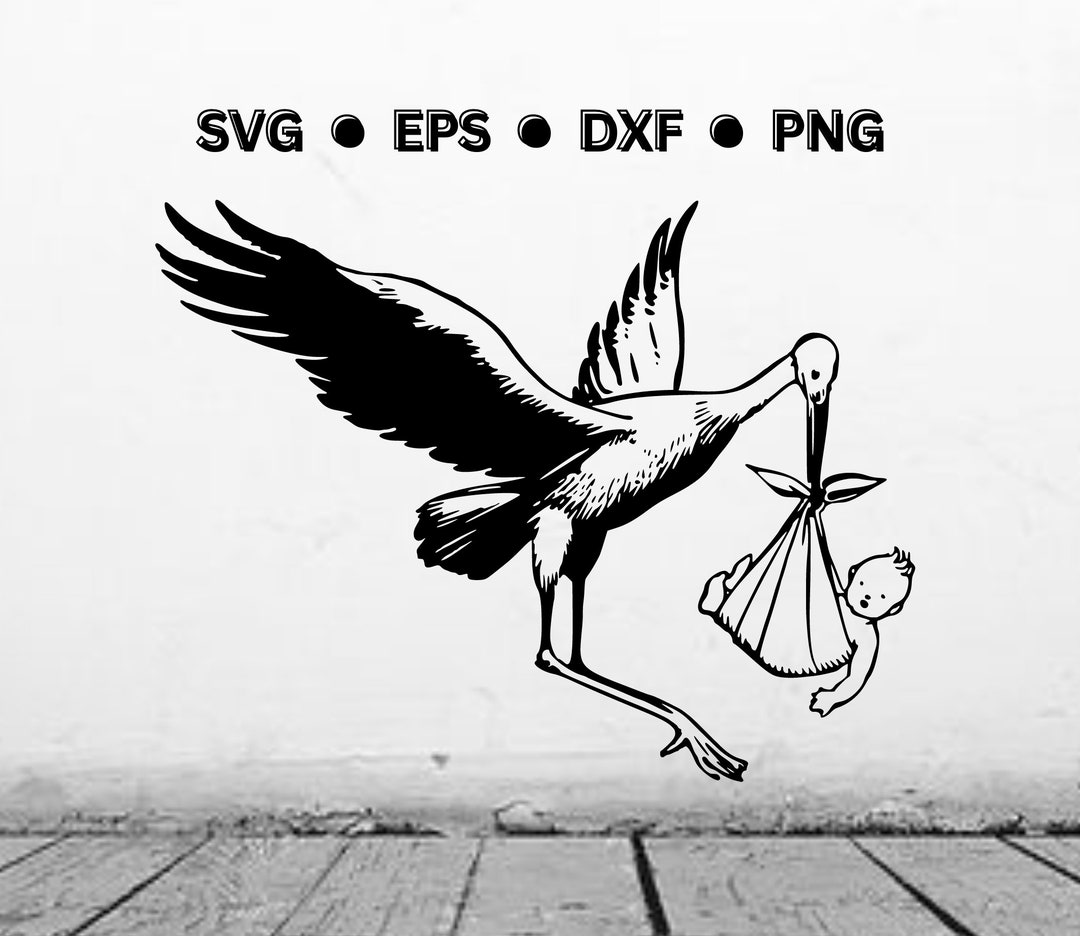 Stork SVG | Stork Digital Vector File | Stork and Baby SVG | Baby ...