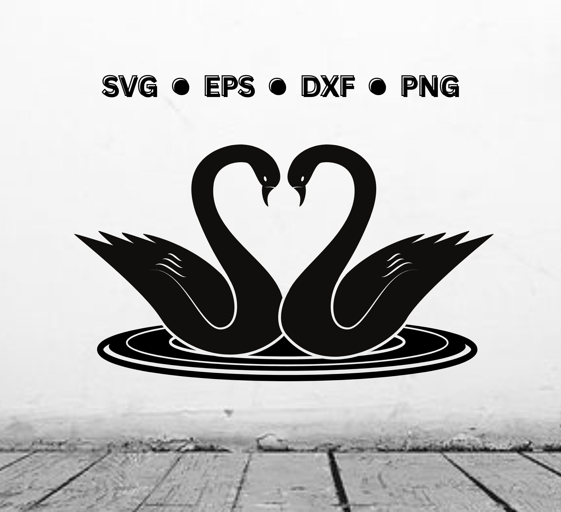 Swan Couple SVG | Swan Silhouette SVG Digital Vector File | Swans in ...