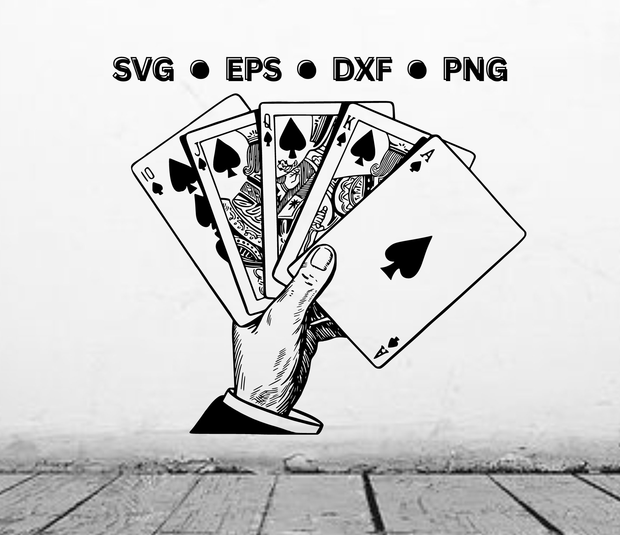 Playing Cards SVG Digital Vector File | Royal Flush SVG | Hand of Cards ...