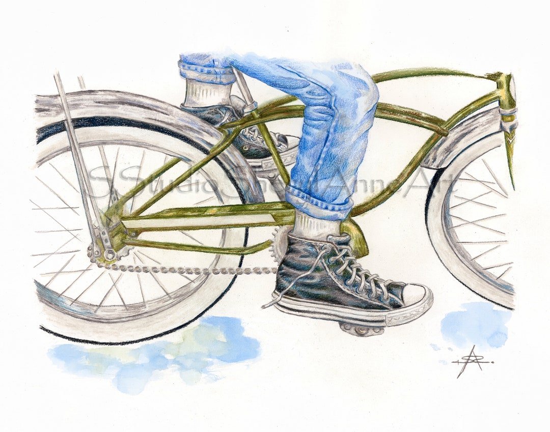 Bicycle Artwork / Child Riding Stingray Bike / Converse All Star Art ...