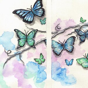Butterfly Art Print: Watercolor Colored Pencil Drawing - Etsy