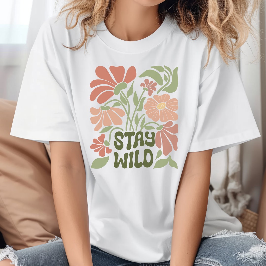 Stay Wild Wildflowers Shirt, Boho Floral Shirt Art Nouveau, Cute ...