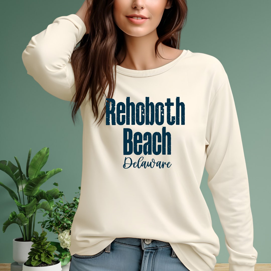 Rehoboth Beach Del Souvenir T Shirt, Trendy Womens Long Sleeve Coverup ...