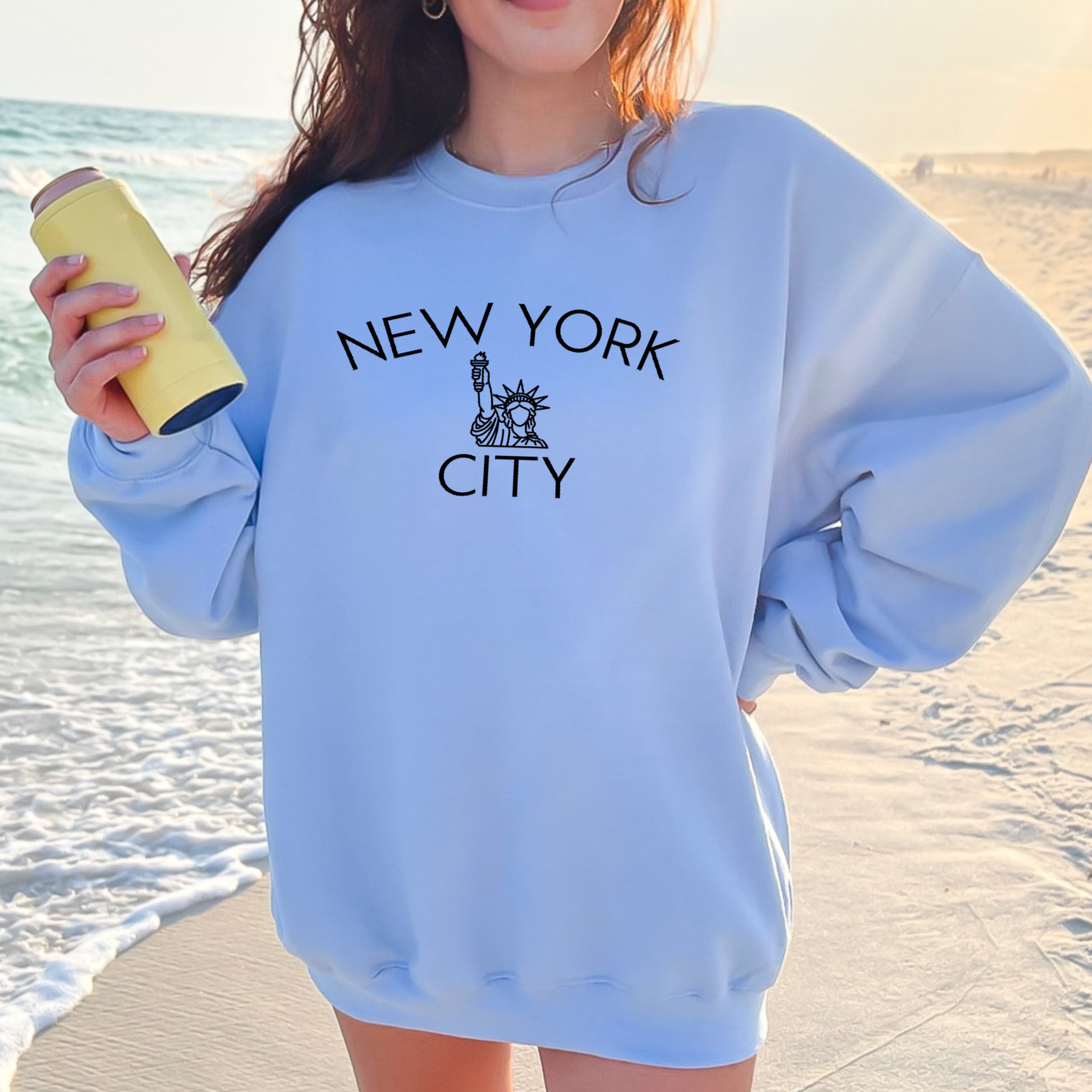 New York City Embroidered Sweatshirt, NYC Statue of Liberty Sweater ...