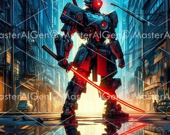 Samurai_010: Futuristic Samurai. Digital Art, AI Generated, Desktop ...
