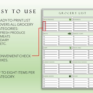 Grocery List PDF, Grocery Log, Grocery Planner - Etsy