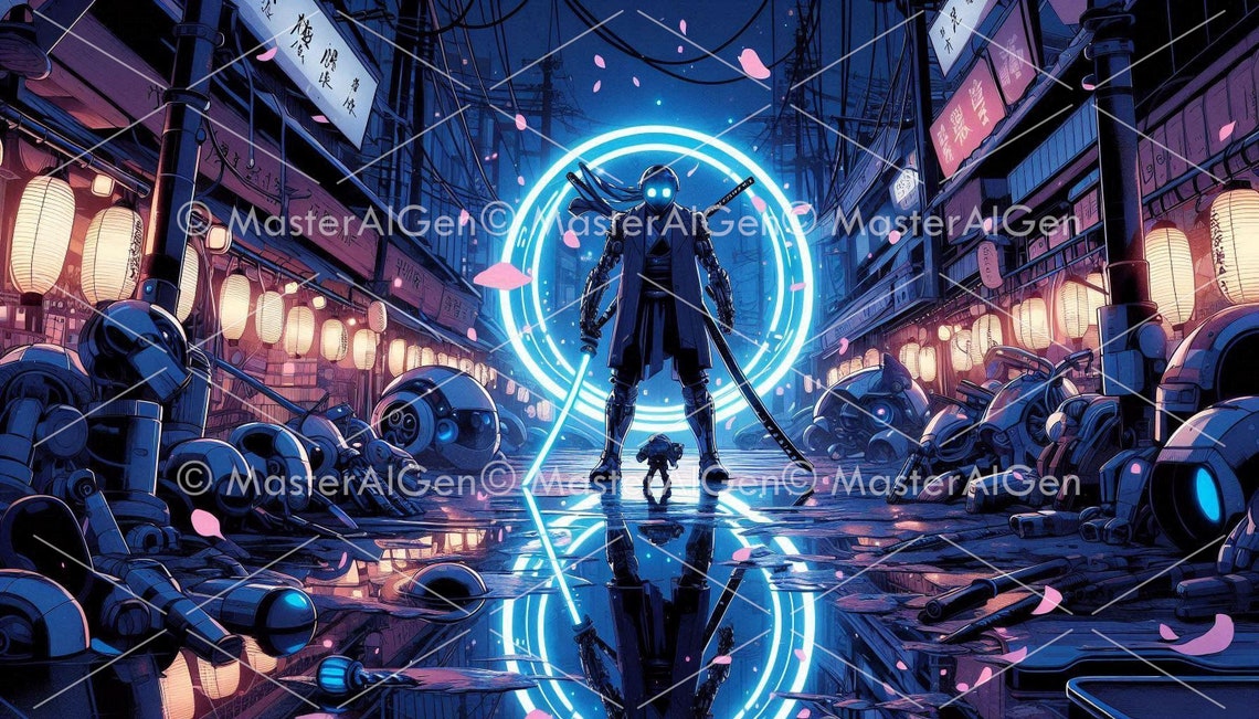 Samurai_010: Futuristic Samurai. Digital Art, AI Generated, Desktop ...