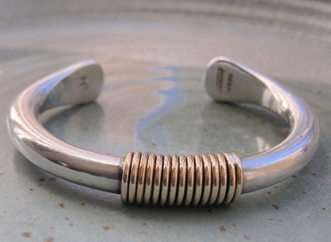 Jimmy Herald (navajo Nation) Solid Sterling and 12K Gold Coil Cuff - Etsy