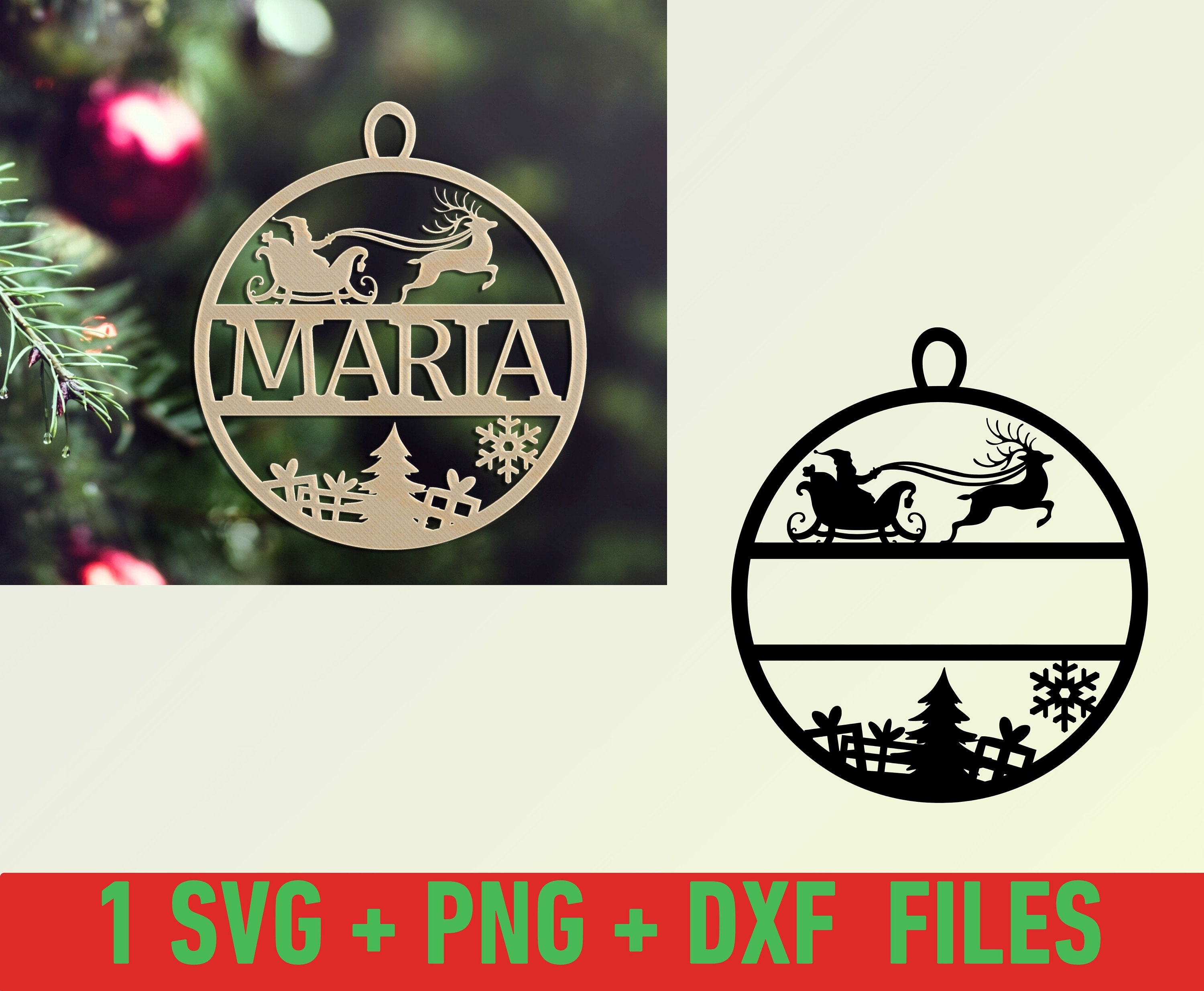 Christmas Ornament With Name Svg, Christmas Svg Png Dxf, Laser Cut File ...