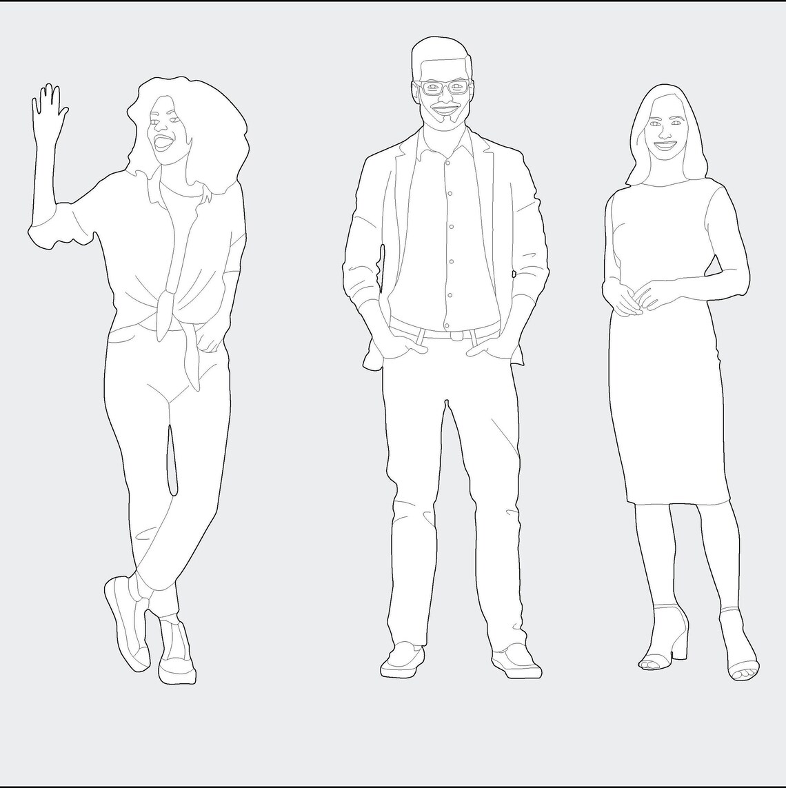 Vector Illustrations of People Standing: Perfect for Architectural ...