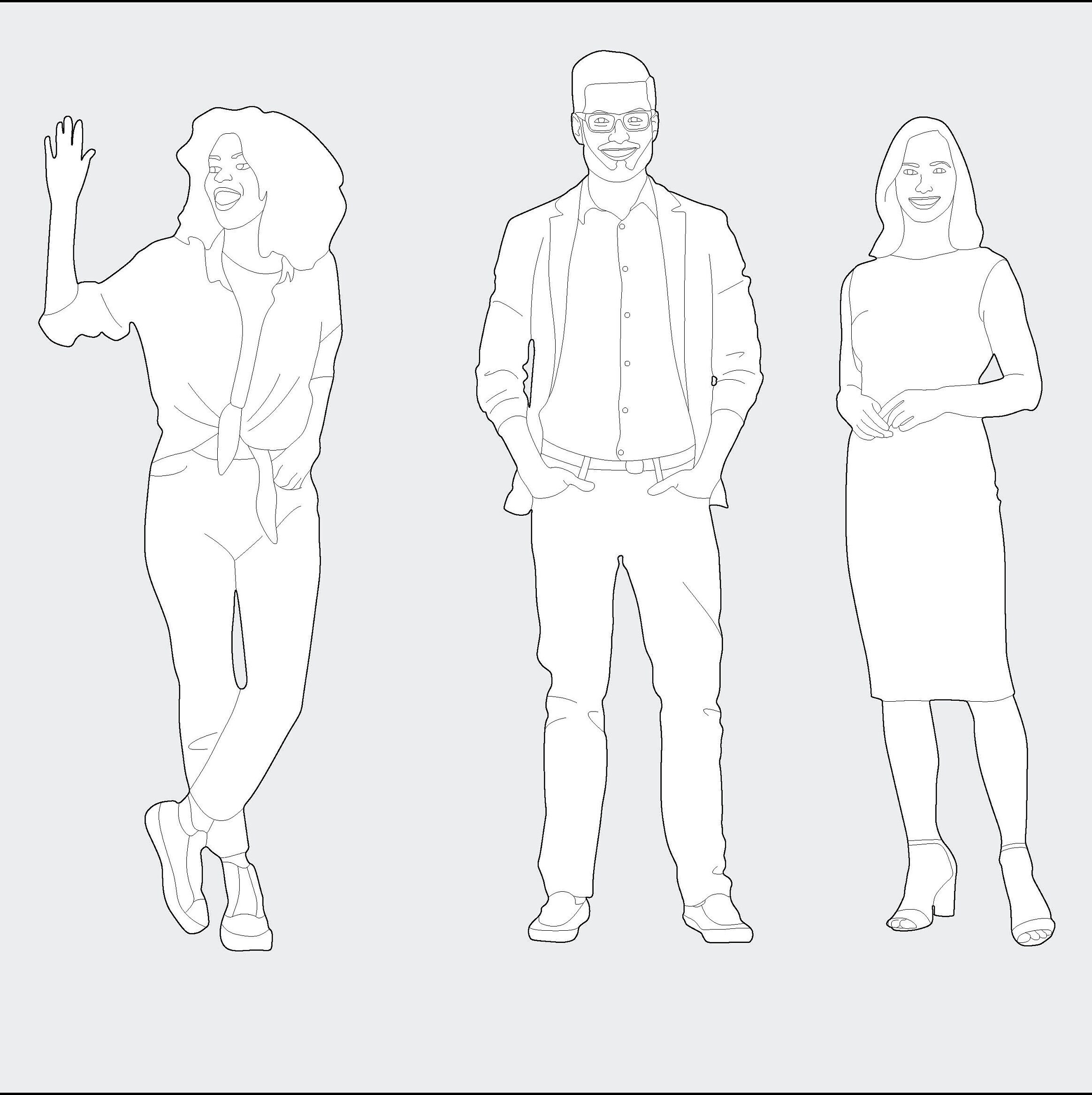 Vector Illustrations of People Standing: Perfect for Architectural ...