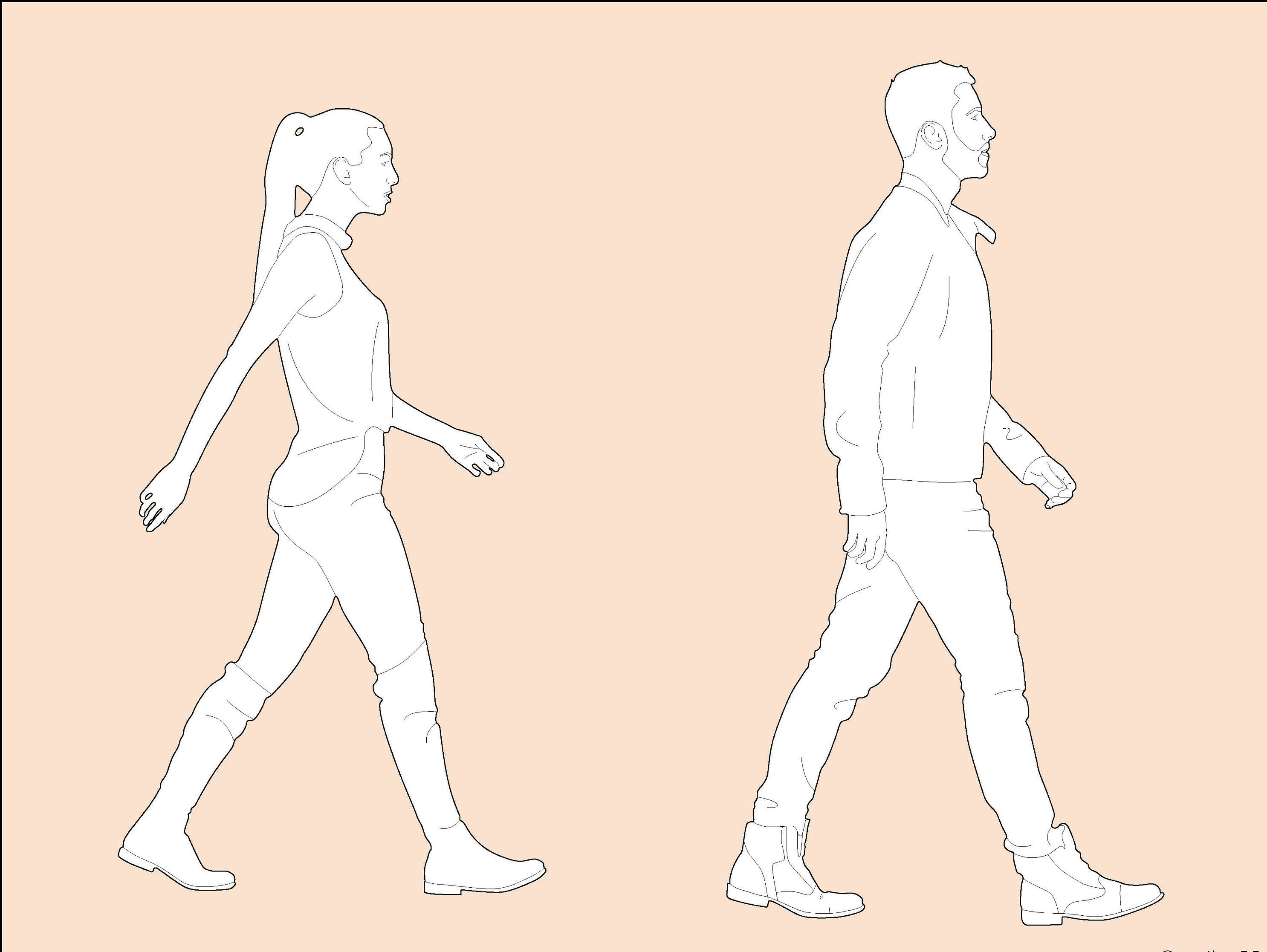 Step by Step: Vector Illustrations of People Walking for Architectural ...