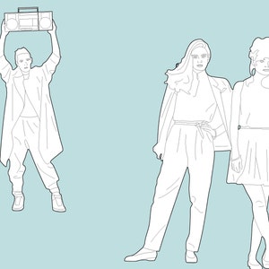 80s Tribute, Vector/cad Block Figure Scales Set (9) - Etsy