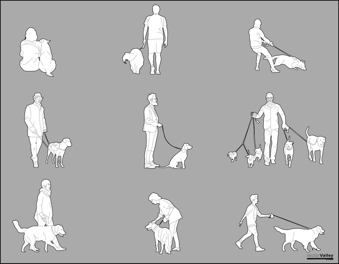 Dog Walking: Vector & CAD File Figure Scales (9) - Etsy
