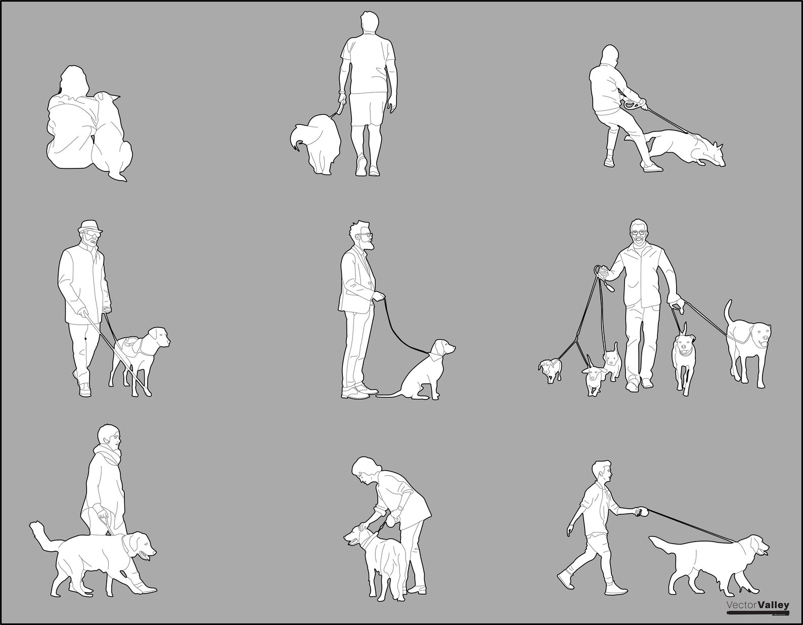 Dog Walking: Vector & CAD File Figure Scales (9) - Etsy