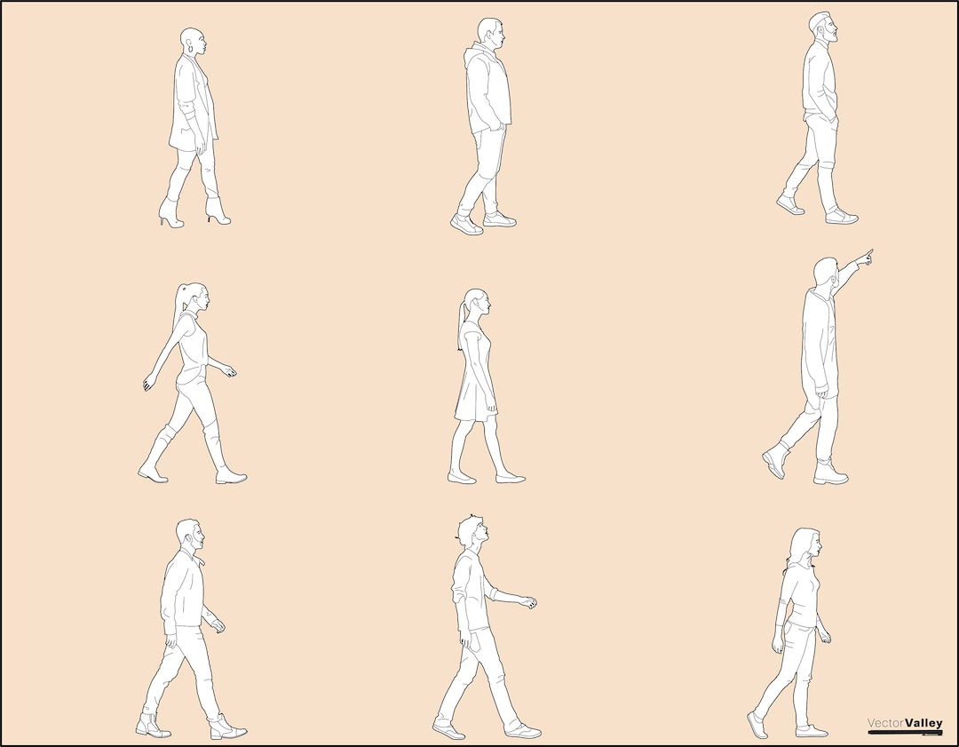 Step by Step: Vector Illustrations of People Walking for Architectural ...