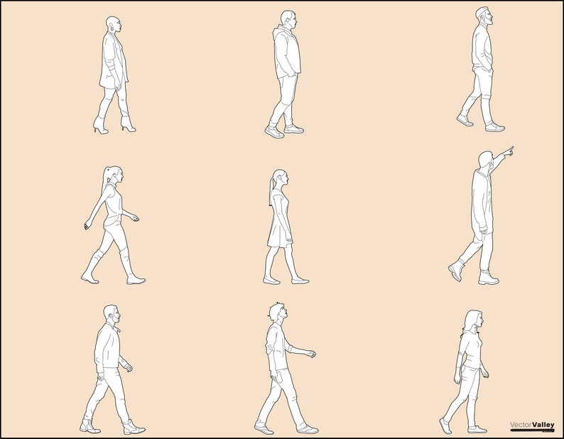 Step by Step: Vector Illustrations of People Walking for Architectural ...