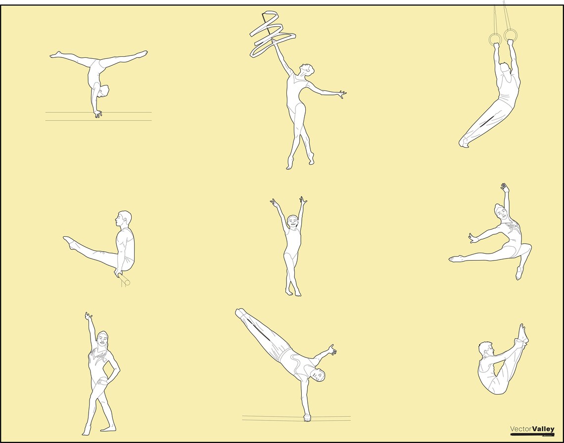 Gymnastics: Vector File for Digital Art and Architectural Renderings - Etsy