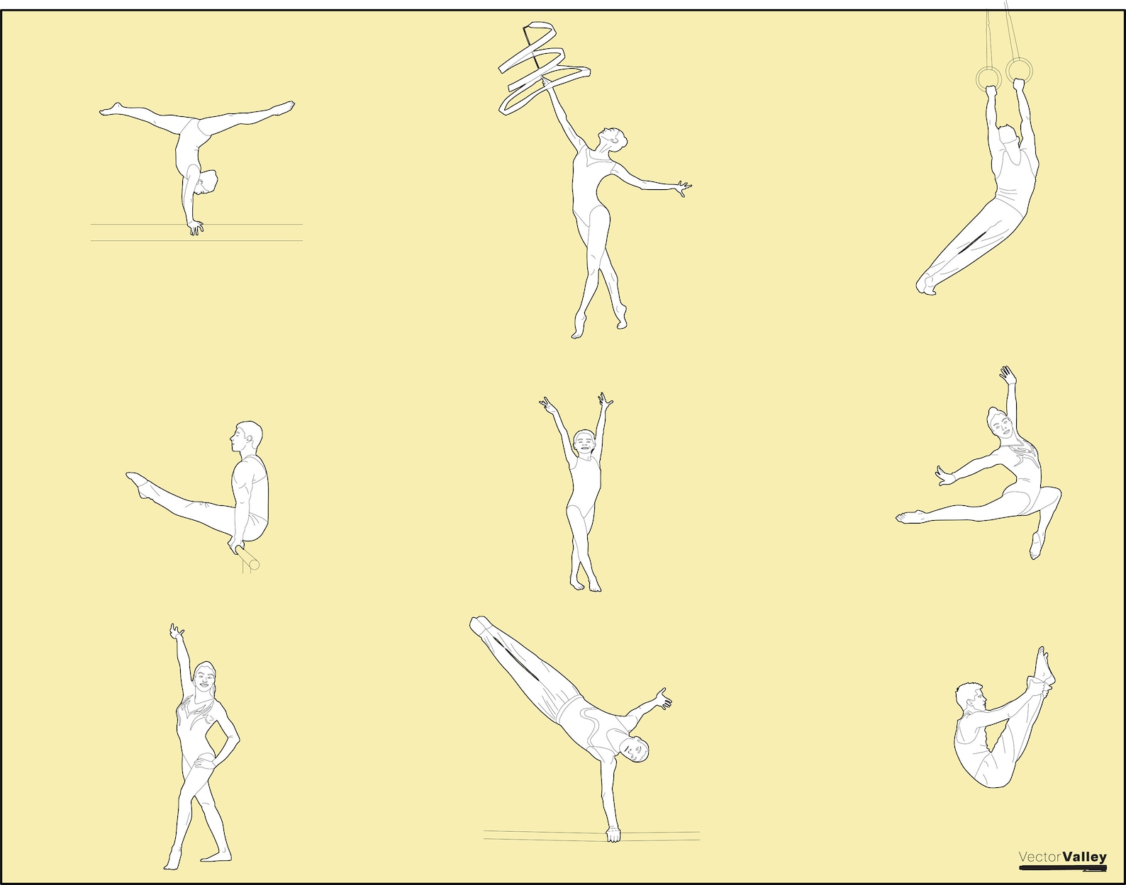 Gymnastics: Vector File for Digital Art and Architectural Renderings - Etsy