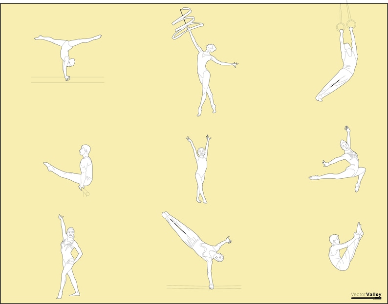 Gymnastics: Vector File for Digital Art and Architectural Renderings - Etsy