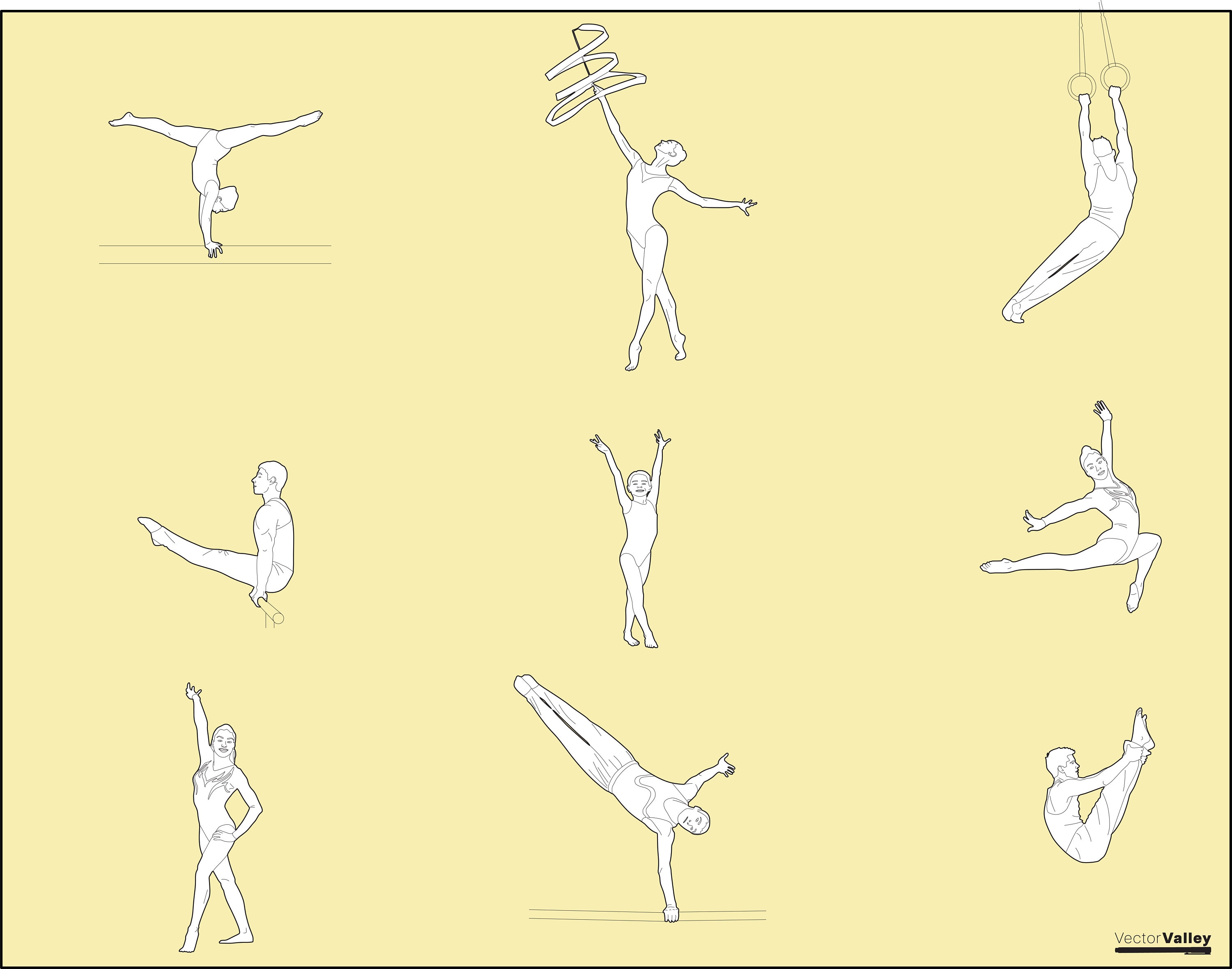 Gymnastics: Vector File for Digital Art and Architectural Renderings - Etsy
