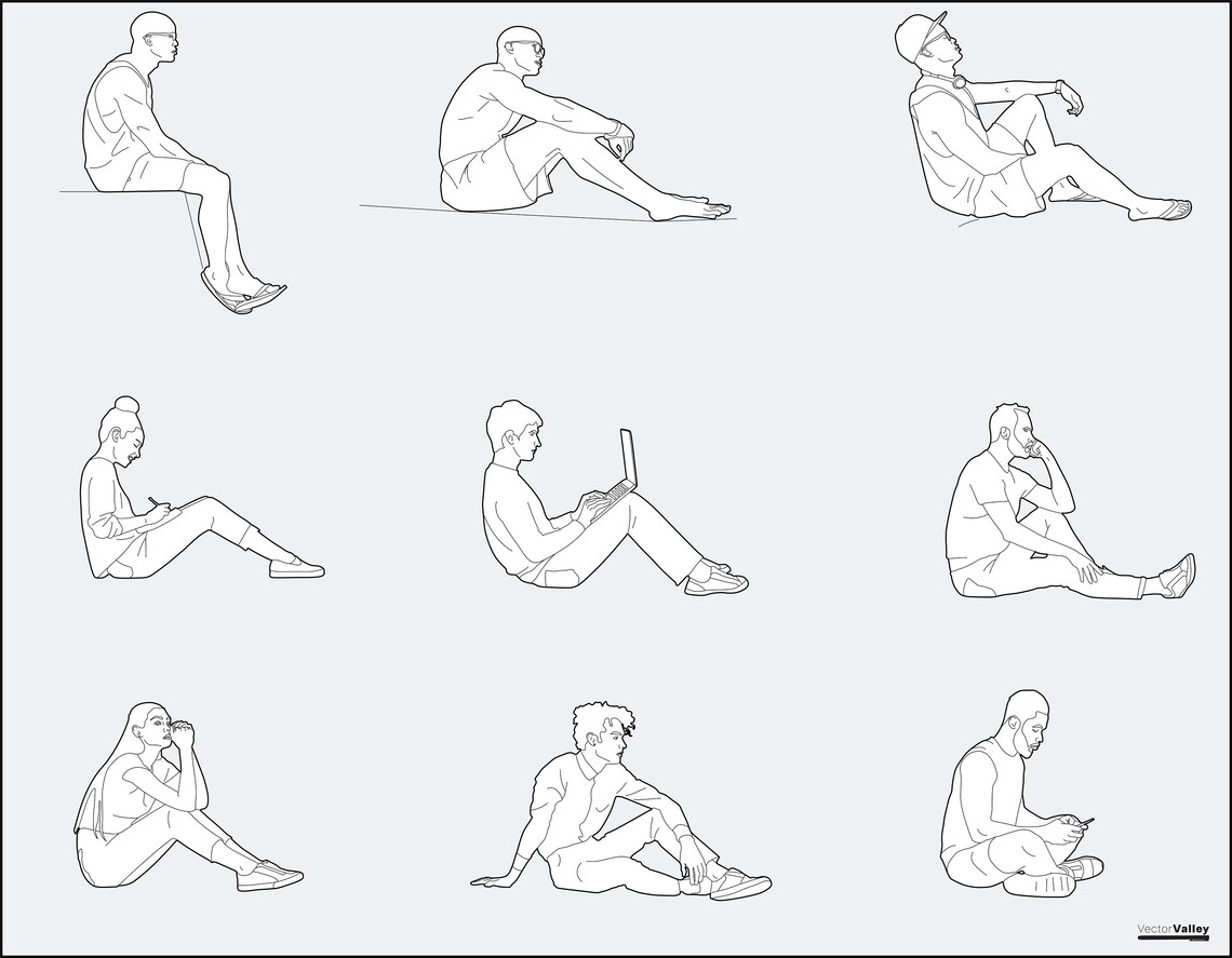 Vector Illustrations of People Sitting on the Ground: Ideal for ...