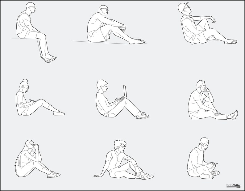 Vector Illustrations of People Sitting on the Ground: Ideal for ...