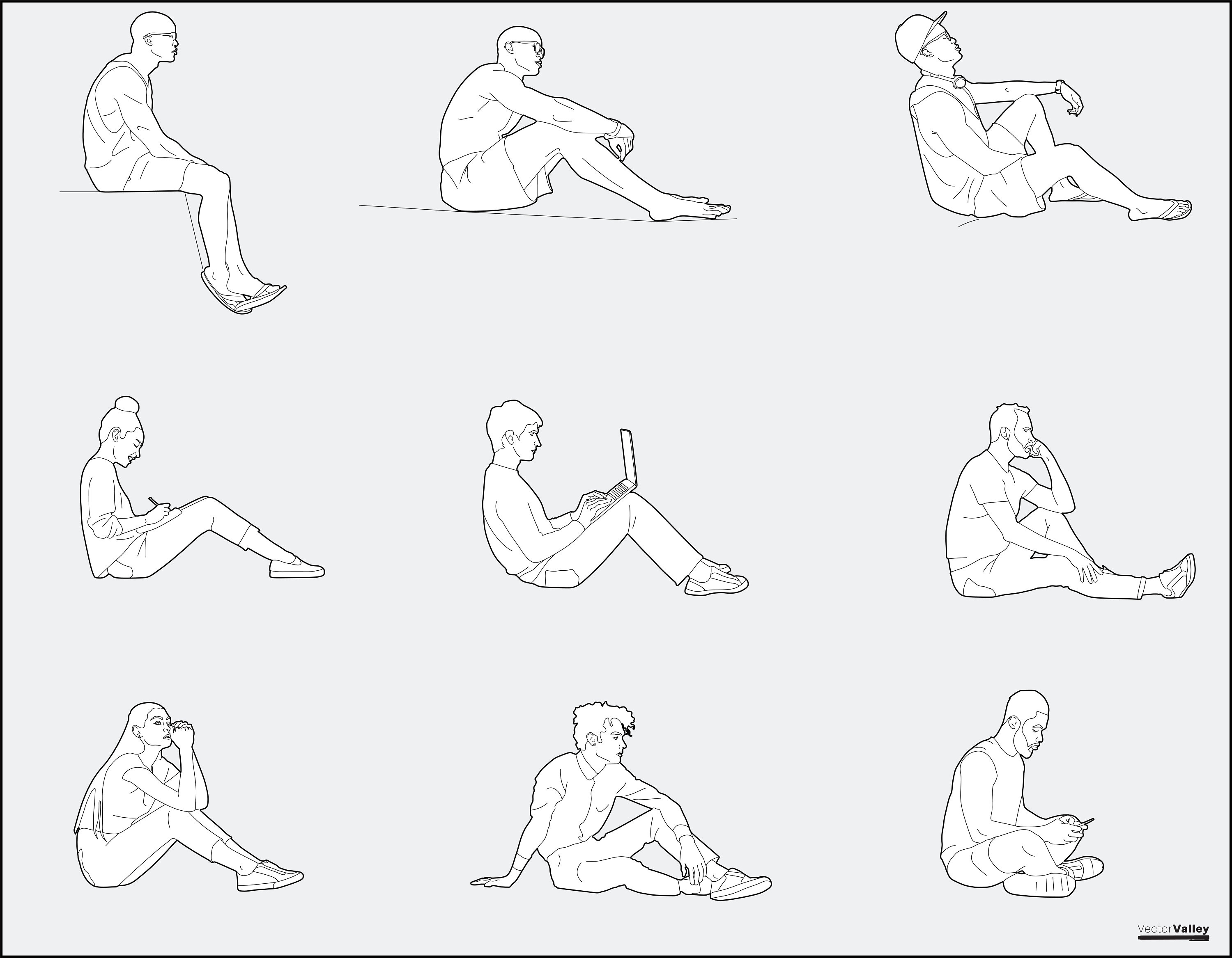 Vector Illustrations of People Sitting on the Ground: Ideal for ...