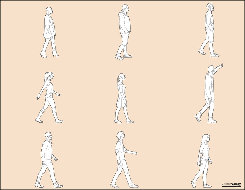 Step by Step: Vector Illustrations of People Walking for Architectural ...