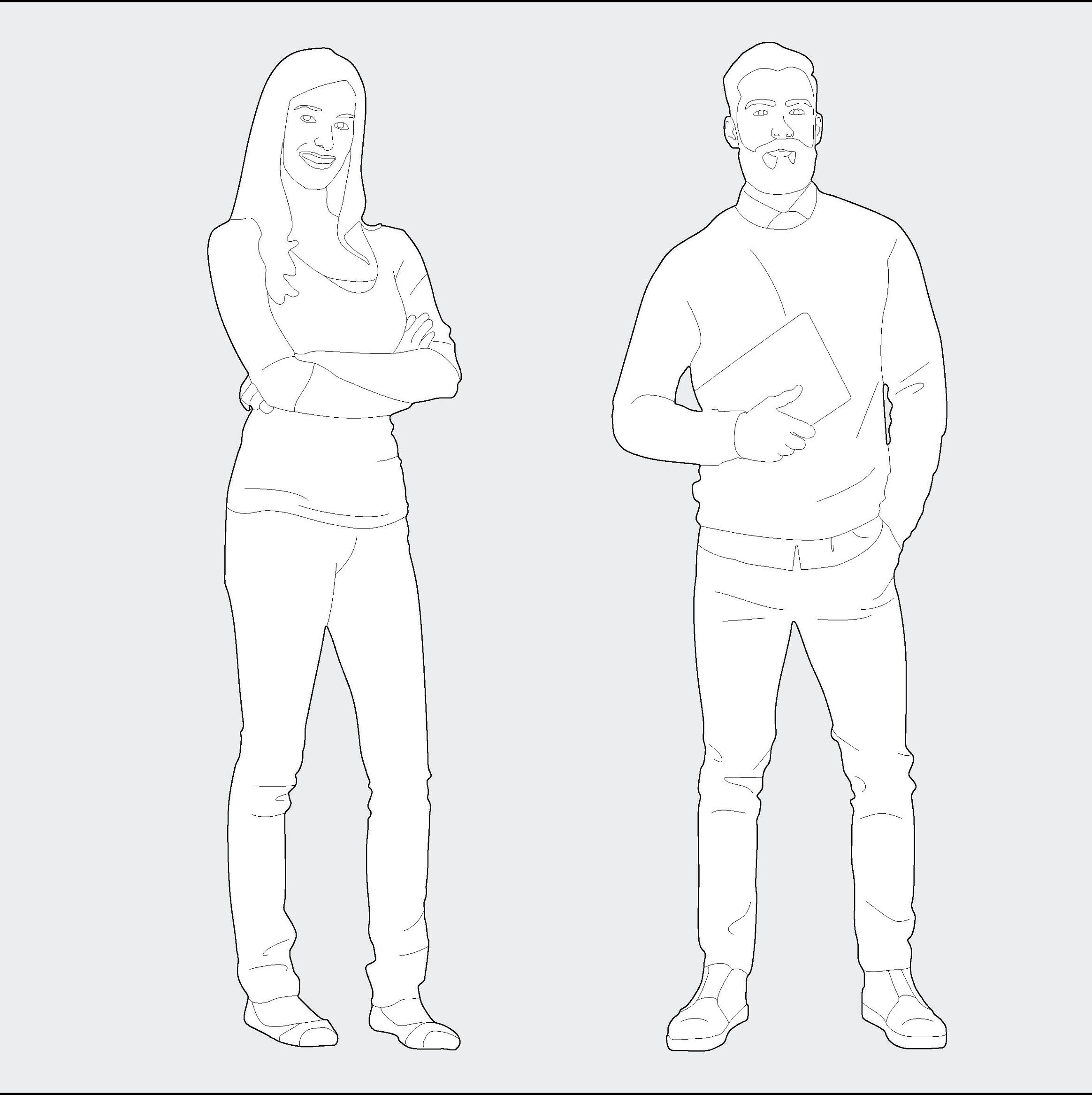 Vector Illustrations of People Standing: Perfect for Architectural ...
