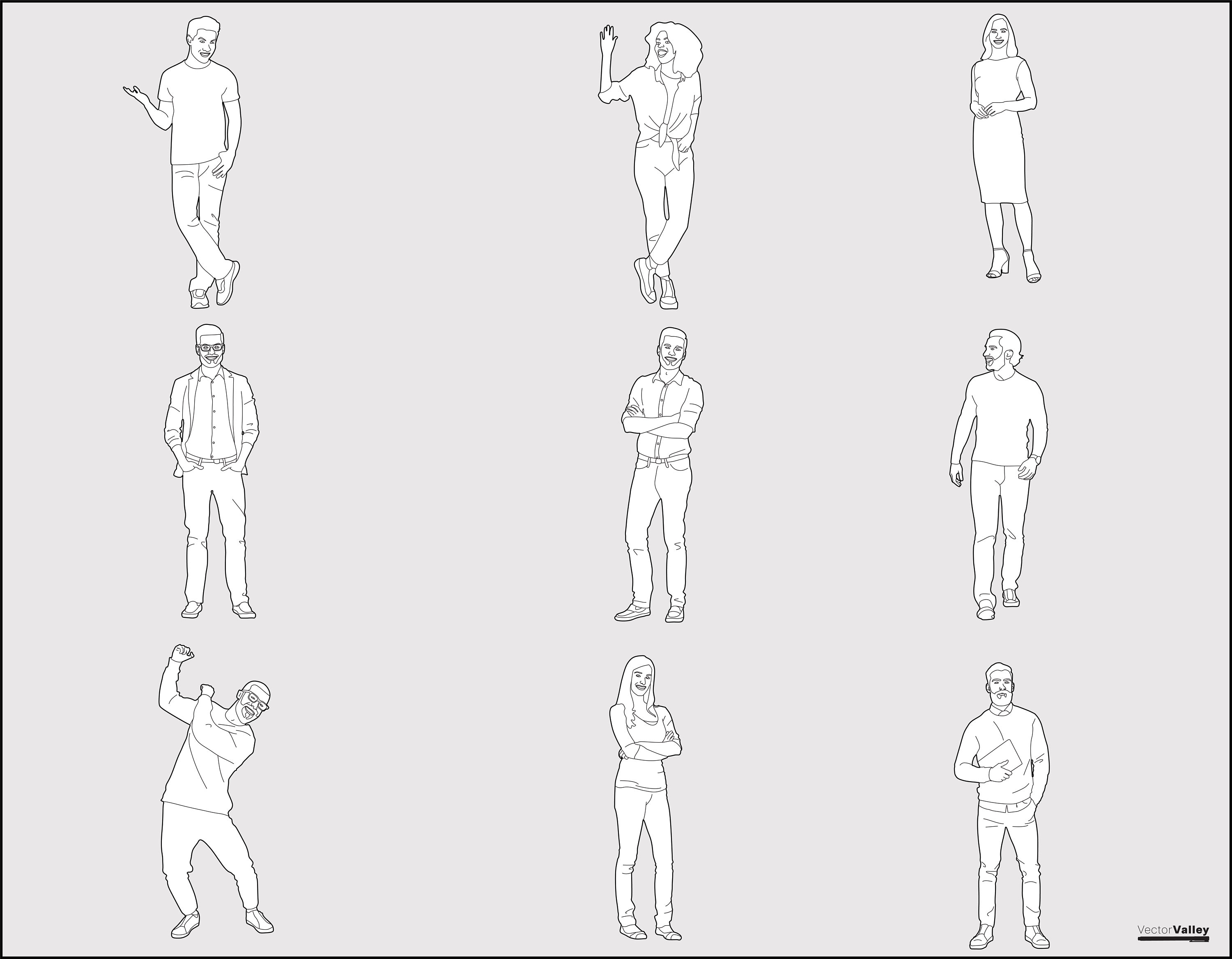 Vector Illustrations of People Standing: Perfect for Architectural ...