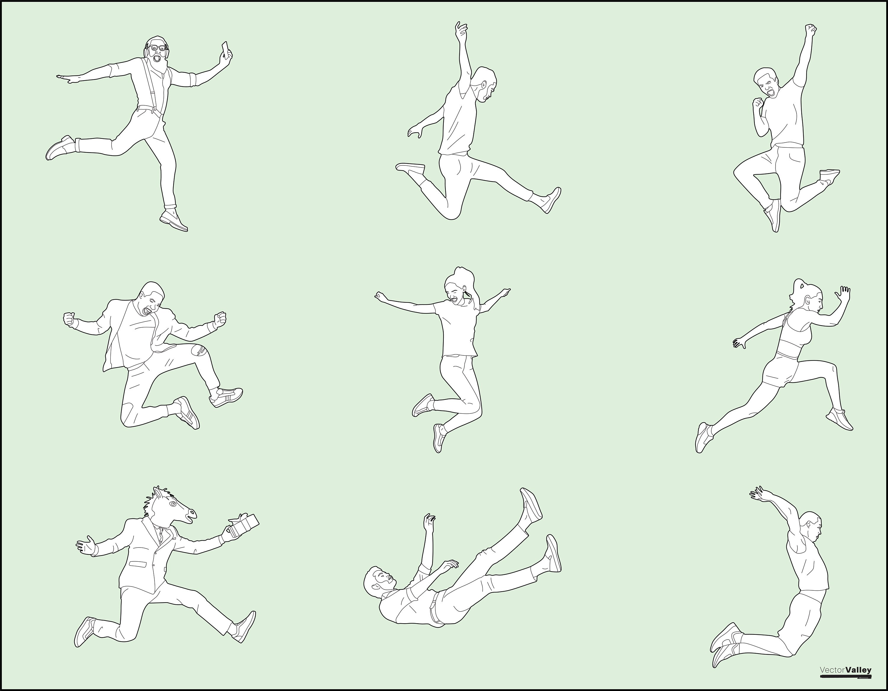 Jump for Joy: Vector Illustrations of People in Motion for Digital ...