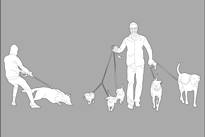 Dog Walking: Vector & CAD File Figure Scales 9 - Etsy