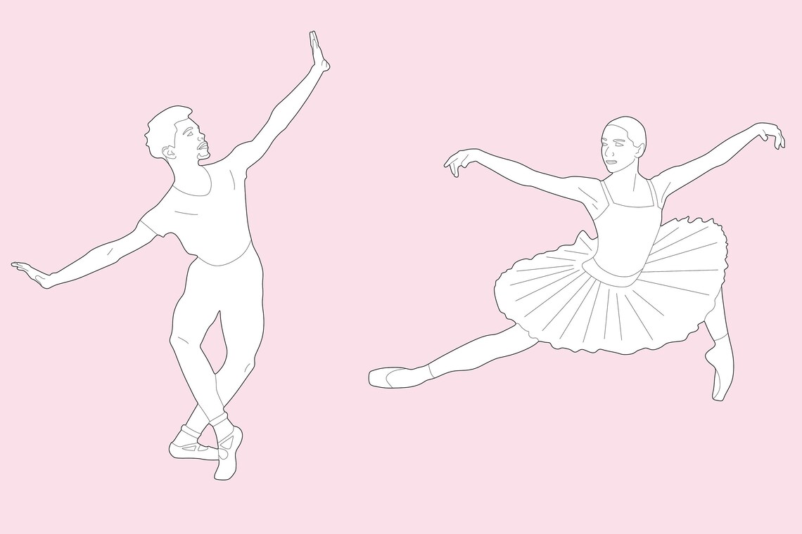 Ballerina Poses: Vector Set for Digital Illustrations and Architectural ...
