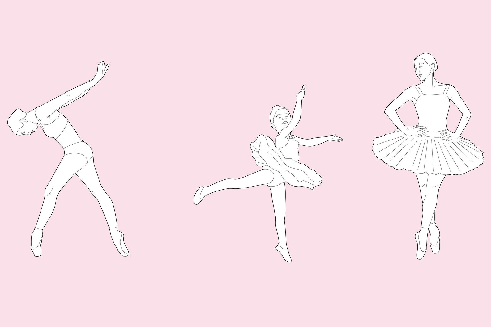 Ballerina Poses: Vector Set for Digital Illustrations and Architectural ...
