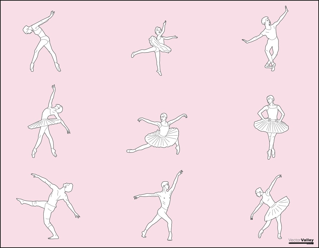 Ballerina Poses: Vector Set for Digital Illustrations and Architectural ...