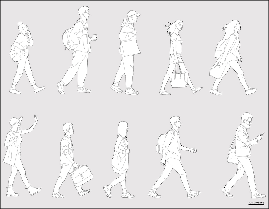 Vector Illustrations of People Walking With Bags: Perfect for ...